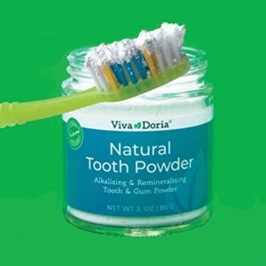 Viva Doria Natural Tooth Powder | Remineralizing Tooth Powder | Natural Teeth Whitening Powder | Toothpaste Power | Breath Freshener | Refreshing Mint Flavor | 3 Oz Glass Jar