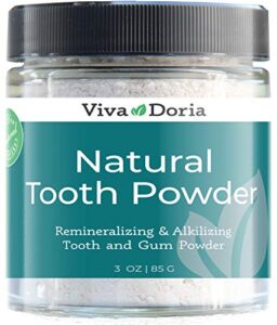 viva doria natural tooth powder | remineralizing tooth powder | natural teeth whitening powder | toothpaste power | breath freshener | refreshing mint flavor | 3 oz glass jar