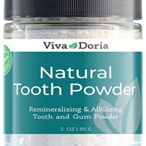 Viva Doria Natural Tooth Powder | Remineralizing Tooth Powder | Natural Teeth Whitening Powder | Toothpaste Power | Breath Freshener | Refreshing Mint Flavor | 3 Oz Glass Jar