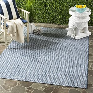 safavieh courtyard collection 5'3" x 7'7" blue/light grey cy8653 indoor/ outdoor waterproof easy-cleaning patio backyard mudroom area-rug