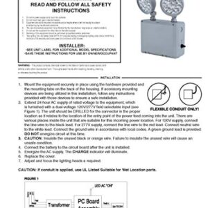 Compass CU2WG Emergency Lights for Power Failure with 2 Adjustable LED Lamp Heads, 90-Minute Run Time, Commercial Grade UL924 Wet Location Remote Capable, 120-277V, Grey