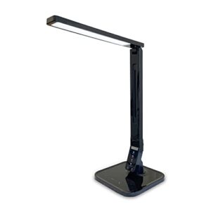 fugetek led desk office lamp, exclusive: 27 eye-caring recessed leds, 5-level brightness, 4-lighting modes, usb charging port, 14w, touch control panel, dimmer, 1-hour auto timer, 5v/1a, (black)