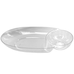 kole imports kitchen essentials large chip & dip tray, 17" x 8" x 2.5", transparent