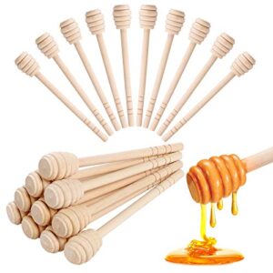 honey dippers 6 inch, 20pcs premium wooden honey stirrer for honey jar dispense drizzle honey and wedding party gift