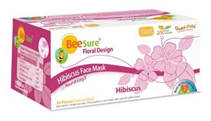 beesure be2300 floral face masks, hibiscus pink (pack of 50)