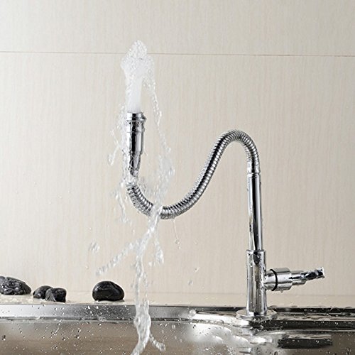 Inchant Single Lever Flexible Pull Out Kitchen Water Tap Sink Faucet Single-Tube Cold Water Basin Taps Vanity Vessel Faucets Deck Mount Chrome Finish