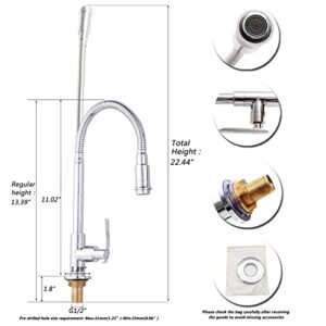 Inchant Single Lever Flexible Pull Out Kitchen Water Tap Sink Faucet Single-Tube Cold Water Basin Taps Vanity Vessel Faucets Deck Mount Chrome Finish