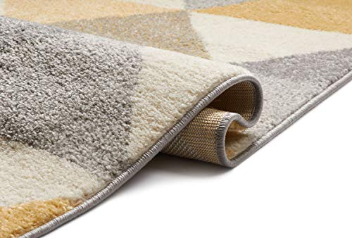 Well Woven Isometry Gold & Grey Modern Geometric Triangle Pattern (5'3" x 7'3") Area Rug Soft Shed Free Easy to Clean Stain Resistant