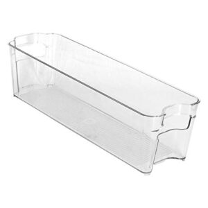 glad plastic refrigerator organizer bin – clear stackable fridge/freezer storage container, 14.5” x 4.2” x 4”