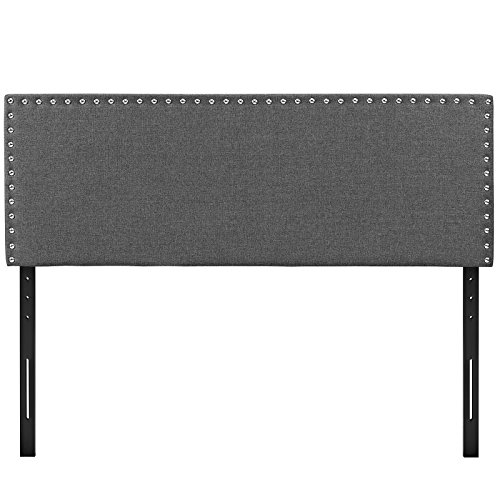 Modway Phoebe Linen Fabric Upholstered Full Headboard in Gray with Nailhead Trim