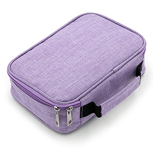 BTSKY® High Capacity Zipper Pens Pencil Case- Multi-Functional Stationery Pencil Pouch 72 Slots Colored Pencil Case Portable Pencil Bags With 2 Removable Sleeves(Purple)