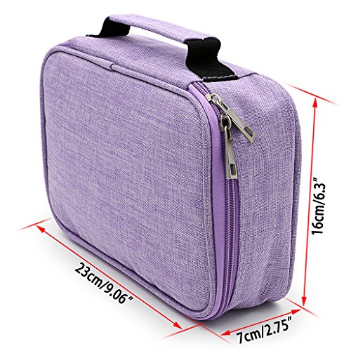 BTSKY® High Capacity Zipper Pens Pencil Case- Multi-Functional Stationery Pencil Pouch 72 Slots Colored Pencil Case Portable Pencil Bags With 2 Removable Sleeves(Purple)