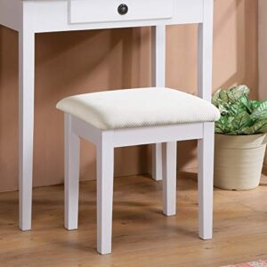 Roundhill Furniture Moniya White Wood Vanity Table and Stool Set (3415WH) Medium