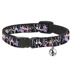 buckle-down breakaway cat collar - 5-disney villains stacked - 1/2" wide - fits 8-12" neck - medium