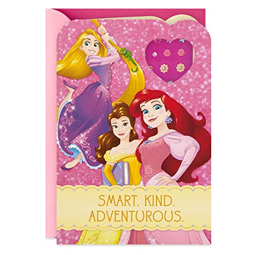 Hallmark Birthday Greeting Card for Kids (Disney Princess Earring Stickers)