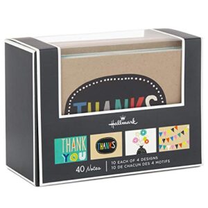 Hallmark Boxed Thank You and Blank Cards Assortment (Four Assorted Designs, 40 Note Cards and Envelopes), 5WDN2066