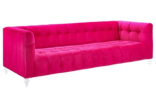 Tov Furniture The Bea Collection Modern Style Velvet Upholstered Living Room Sofa with Lucite Legs, Pink