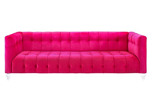 Tov Furniture The Bea Collection Modern Style Velvet Upholstered Living Room Sofa with Lucite Legs, Pink