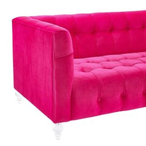 Tov Furniture The Bea Collection Modern Style Velvet Upholstered Living Room Sofa with Lucite Legs, Pink