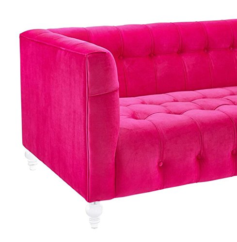 Tov Furniture The Bea Collection Modern Style Velvet Upholstered Living Room Sofa with Lucite Legs, Pink