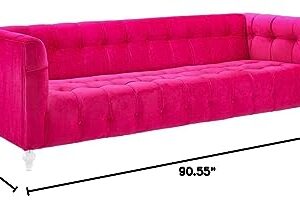 Tov Furniture The Bea Collection Modern Style Velvet Upholstered Living Room Sofa with Lucite Legs, Pink