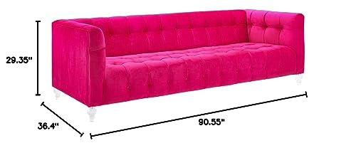 Tov Furniture The Bea Collection Modern Style Velvet Upholstered Living Room Sofa with Lucite Legs, Pink