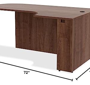 Lorell Essentials Peninsula Desk, Walnut Laminate