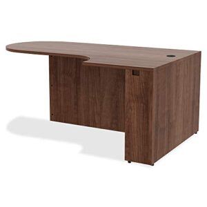 Lorell Essentials Peninsula Desk, Walnut Laminate