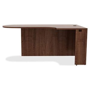 Lorell Essentials Peninsula Desk, Walnut Laminate