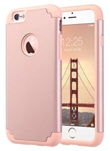 ulak iphone 6s case, iphone 6 case, slim fit dual layer soft silicone & hard back cover bumper protective shock-absorption & anti-scratch case for apple iphone 6/6s 4.7 inch, rose gold