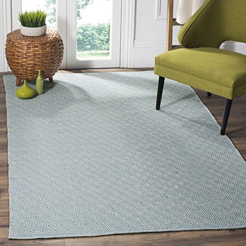 SAFAVIEH Montauk Collection Area Rug - 5' x 8', Ivory & Light Blue, Handmade Flat Weave Cotton, Ideal for High Traffic Areas in Living Room, Bedroom (MTK515D)