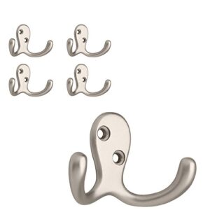 franklin brass double prong towel hook, robe hook matte nickel towel holder for bathroom, bathroom accessories, fbdprh5-mn-c