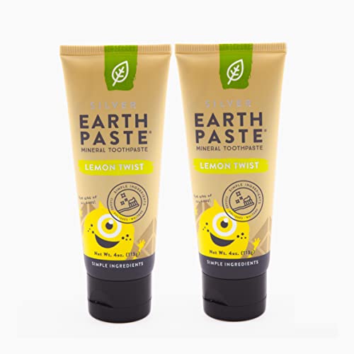 Redmond Earthpaste - Natural Non-Fluoride Toothpaste, 4 Ounce Tube (2 Pack, Lemon Twist)