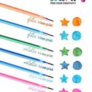 ColorIt 48 Gel Pen Ink Refills for Glitter, Metallic, and Neon - Color Coded for Easy Replacement (Gel)