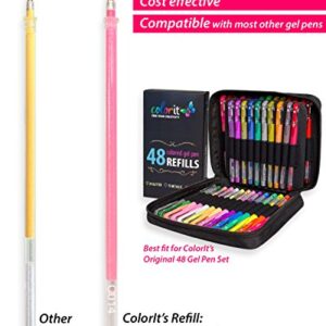 ColorIt 48 Gel Pen Ink Refills for Glitter, Metallic, and Neon - Color Coded for Easy Replacement (Gel)