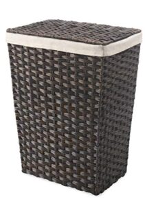 whitmor rattique laundry hamper with lid and removable liner - espresso