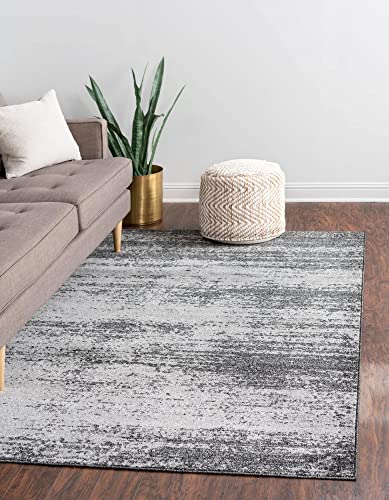 Unique Loom Del Mar Collection Area Rug - Lucille (5' 3" x 8' Rectangle, Dark Gray/ Ivory)