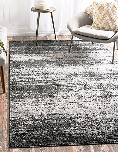 Unique Loom Del Mar Collection Area Rug - Lucille (5' 3" x 8' Rectangle, Dark Gray/ Ivory)