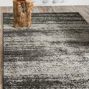 Unique Loom Del Mar Collection Area Rug - Lucille (5' 3" x 8' Rectangle, Dark Gray/ Ivory)