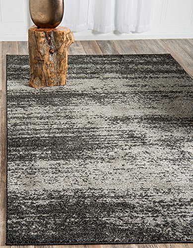 Unique Loom Del Mar Collection Area Rug - Lucille (5' 3" x 8' Rectangle, Dark Gray/ Ivory)