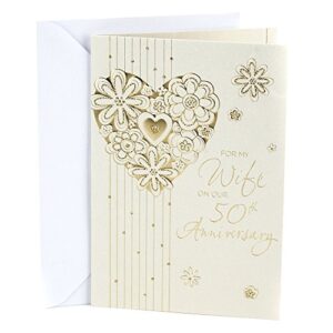 hallmark mahogany 50th anniversary card for wife (foil flower heart)