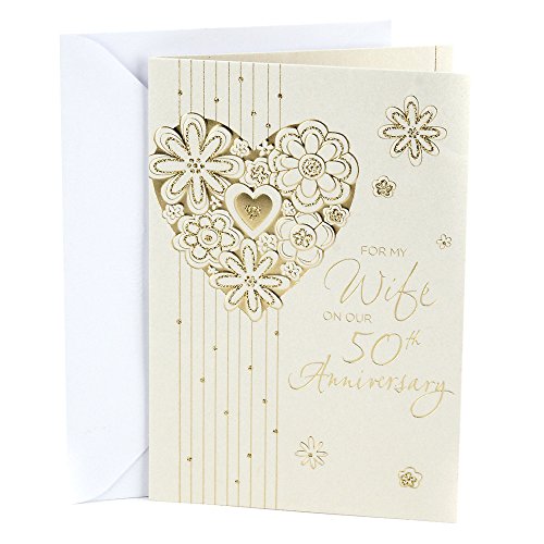 Hallmark Mahogany 50th Anniversary Card for Wife (Foil Flower Heart)