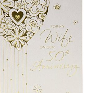 Hallmark Mahogany 50th Anniversary Card for Wife (Foil Flower Heart)