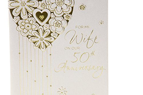 Hallmark Mahogany 50th Anniversary Card for Wife (Foil Flower Heart)