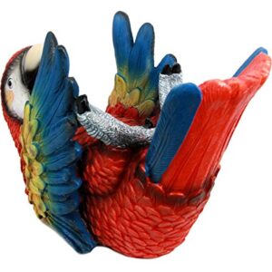 Ebros Gift Tropical Rio Rainforest Red Scarlet Macaw Parrot Wine Bottle Holder Caddy Figurine 10.25" Long Kitchen Dining Party Hosting Decor Statue of South American Evergreen Forest Birds