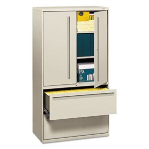 hon 785lsq 700 series lateral file w/storage cabinet, 36w x 18d x 64.25h, light gray