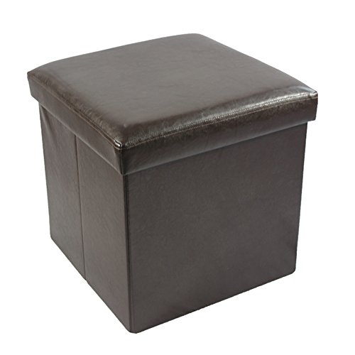 Achim Home Furnishings Collapsible Storage Ottoman - Brown Faux Leather 15x15x15