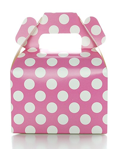 Food With Fashion Hot Pink Polka Dot Favor Boxes (12 Pack) - Small Candy Favor Boxes, Bright Pink Boxes, Party Supplies