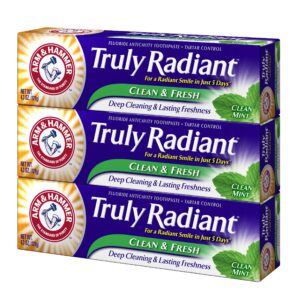 Arm & Hammer Clean & Fresh Truly Radiant Toothpaste, 4.3 oz, 3 Count (Packaging May Vary)