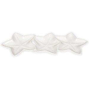 white starfish triple serving platter dish 16 inches ceramic